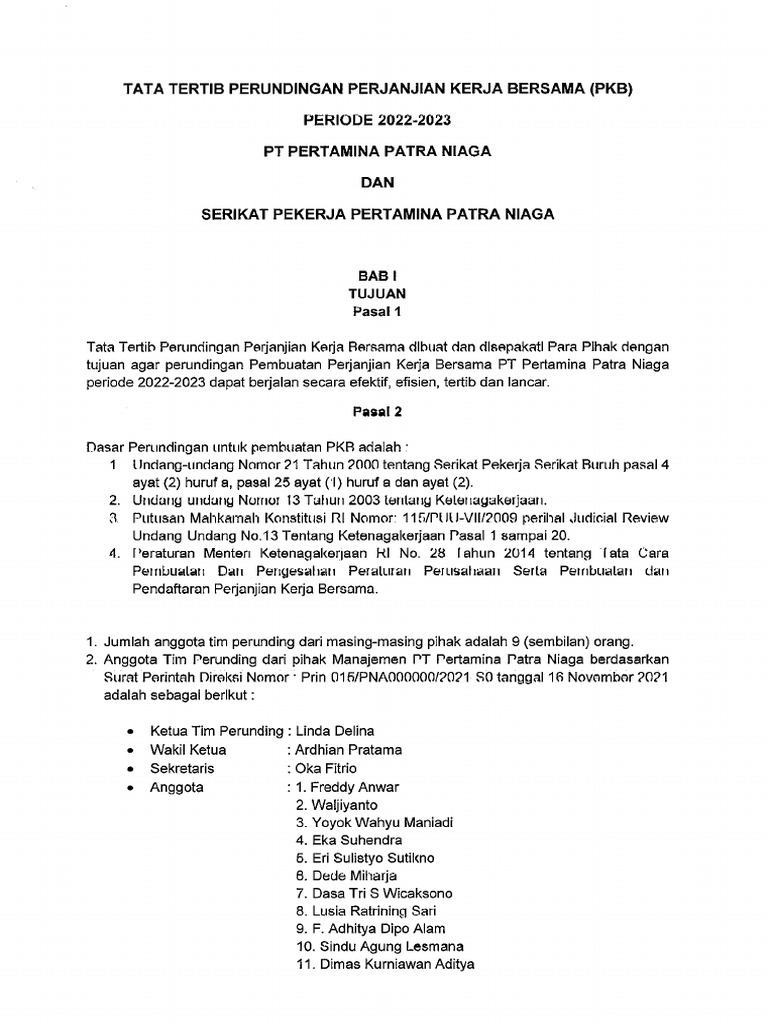 Tata Tertib Perundingan Perjanjian Kerja Bersama | PDF