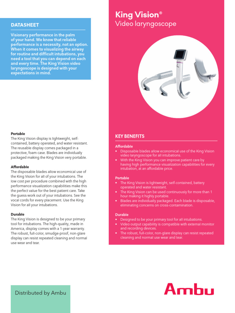 King Vision Video Laryngoscope Datasheet | PDF | Equipment ...