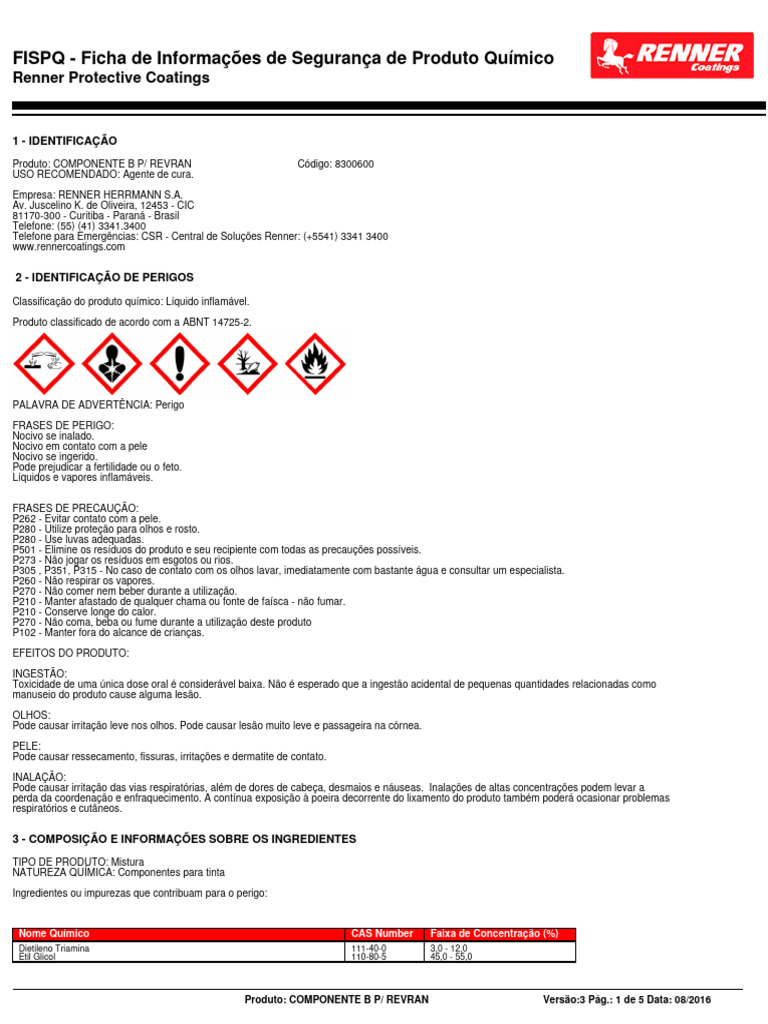 Componente B para Revran | PDF | Incêndios | Embalagem e rotulagem