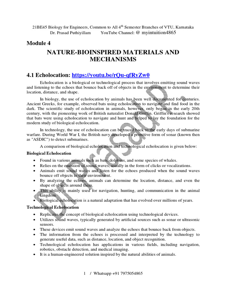 Module 4 (Part 1) 21BE45 Biology For Engineers 30 Pages | PDF ...