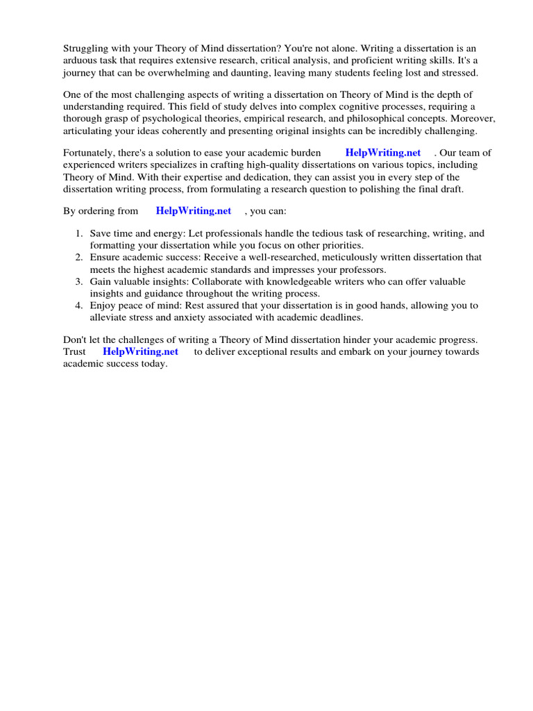 Theory of Mind Dissertation | PDF | Theory Of Mind | Mind