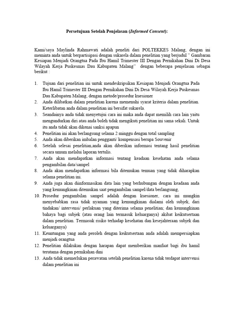 Inform Consent 35 Butir | PDF