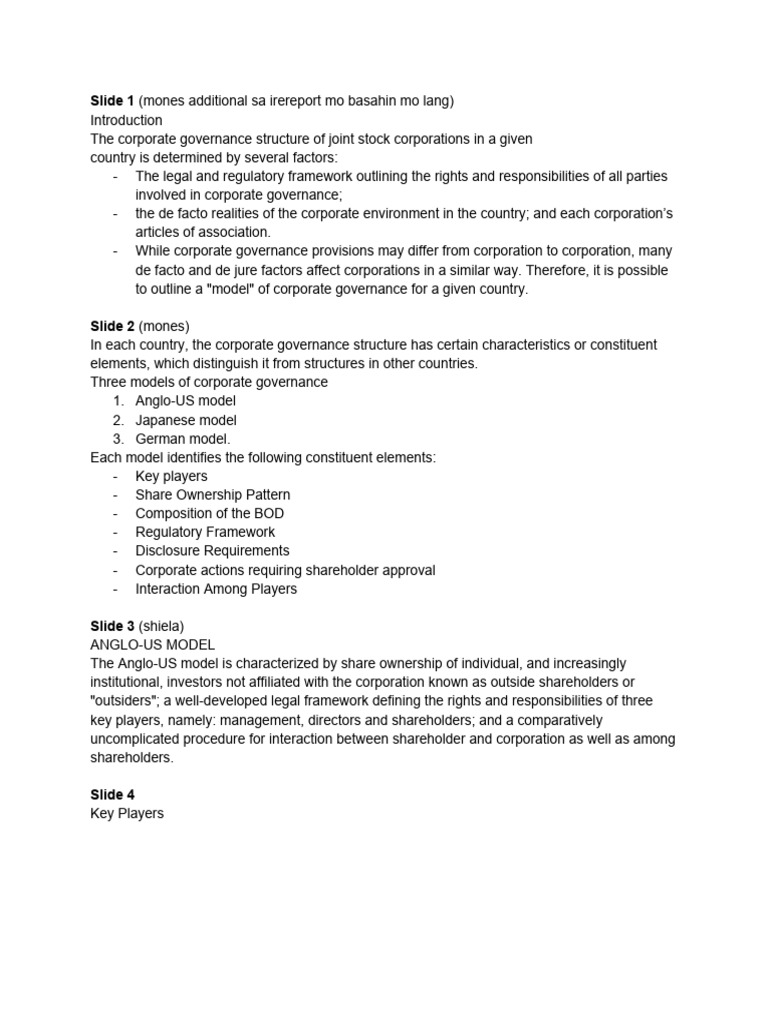 Anglo-Us Model Part | Download Free PDF | Corporate Governance | Stocks