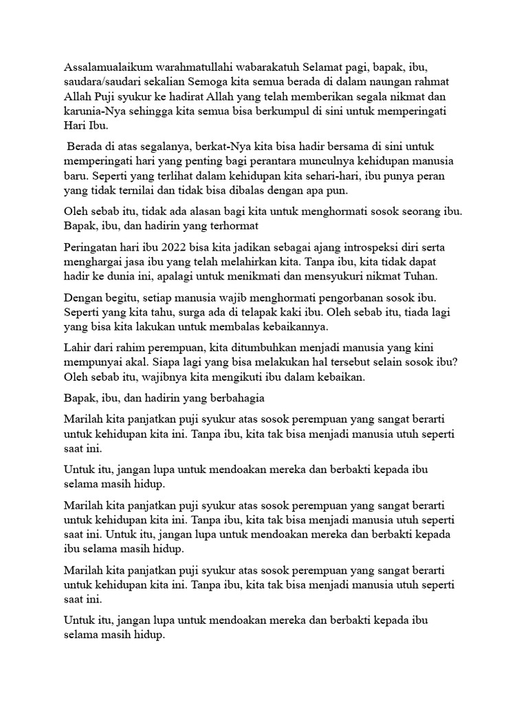Pidato Hari Ibu | PDF