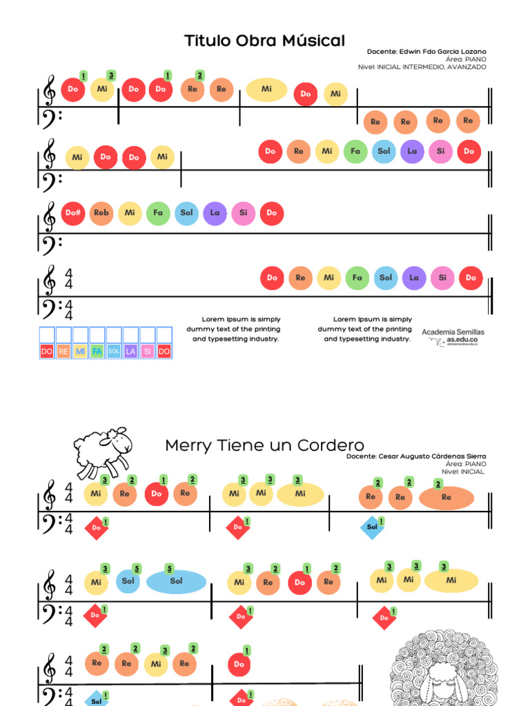 Copia de V 1.3 Template Partitura Piano Pequeños | PDF | Instrumentos ...