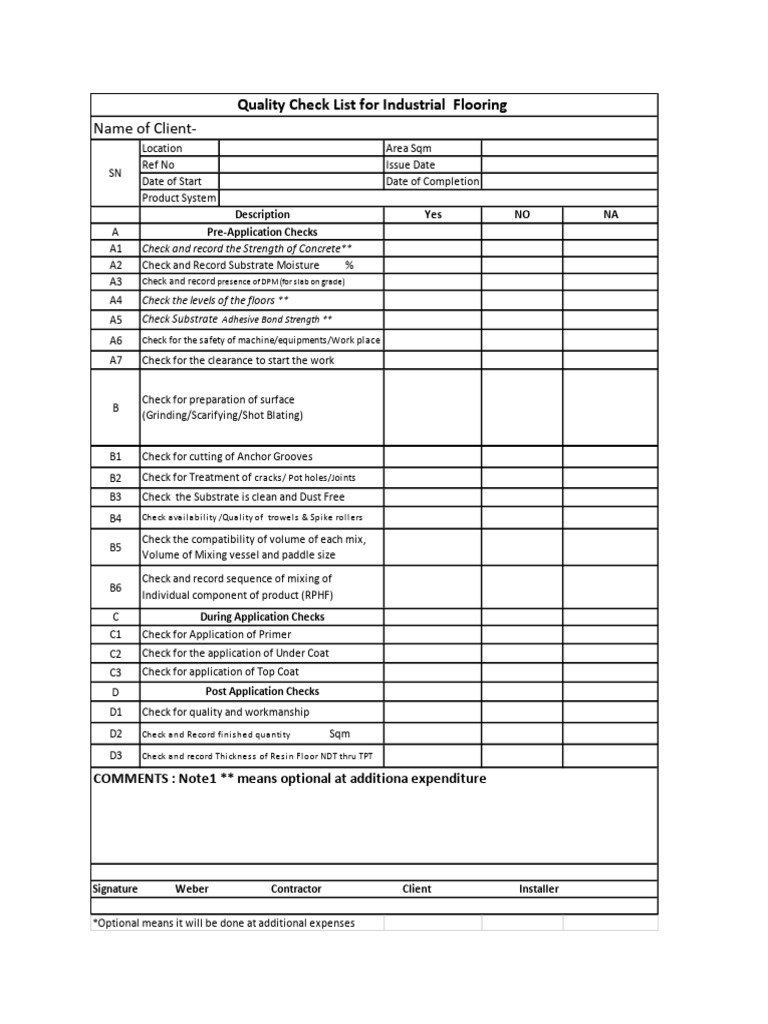 Flooring Check List | PDF
