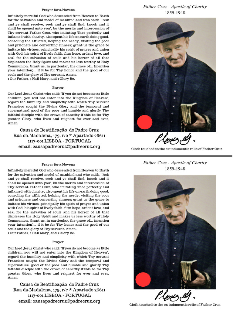(Relic Card) Father Cruz - Apostle of Charity 1859-1948 | PDF | Glory ...