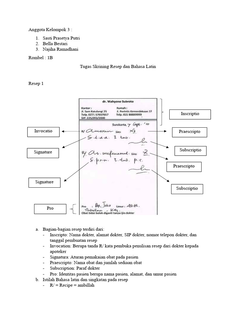 Arti dan Bagian Resep Medis | PDF