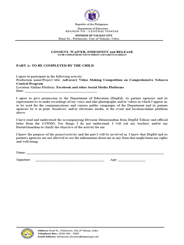 LEARNER-AND-PARENT-CONSENT-ON-VIDEO-MAKING-COMPETITION | PDF | Common ...
