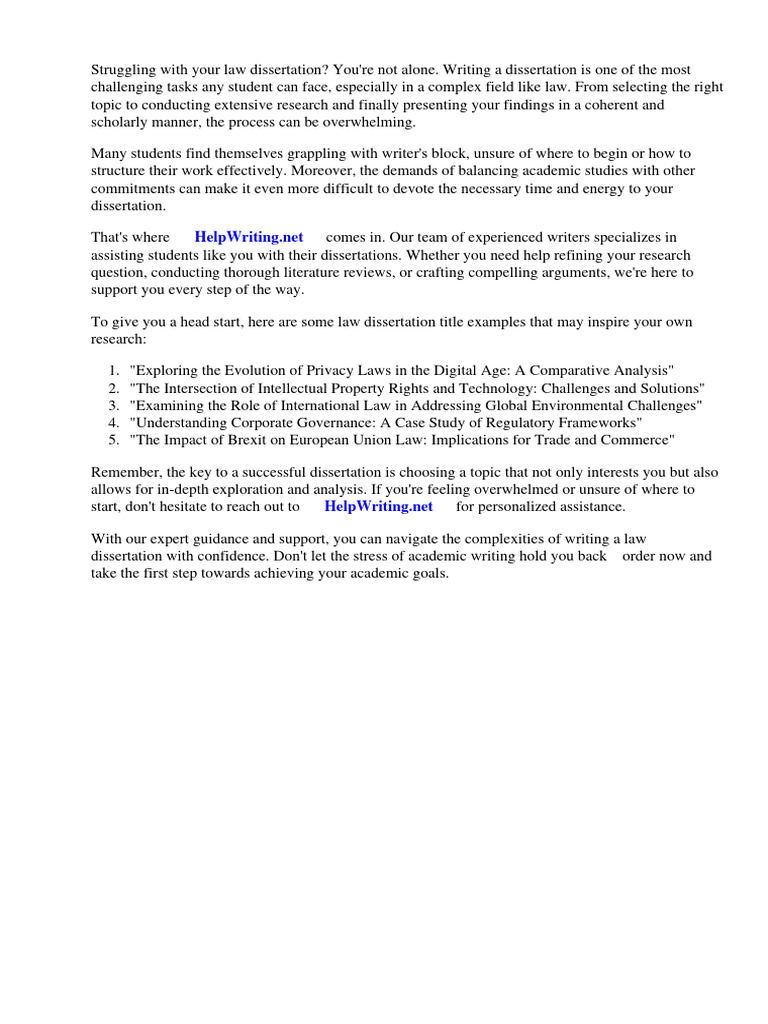 Law Dissertation Titles Examples | PDF | Thesis | Tort