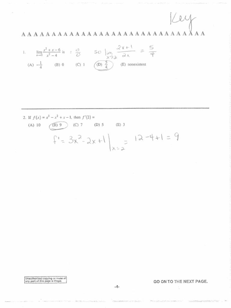 Multiple Choice Review Key | PDF