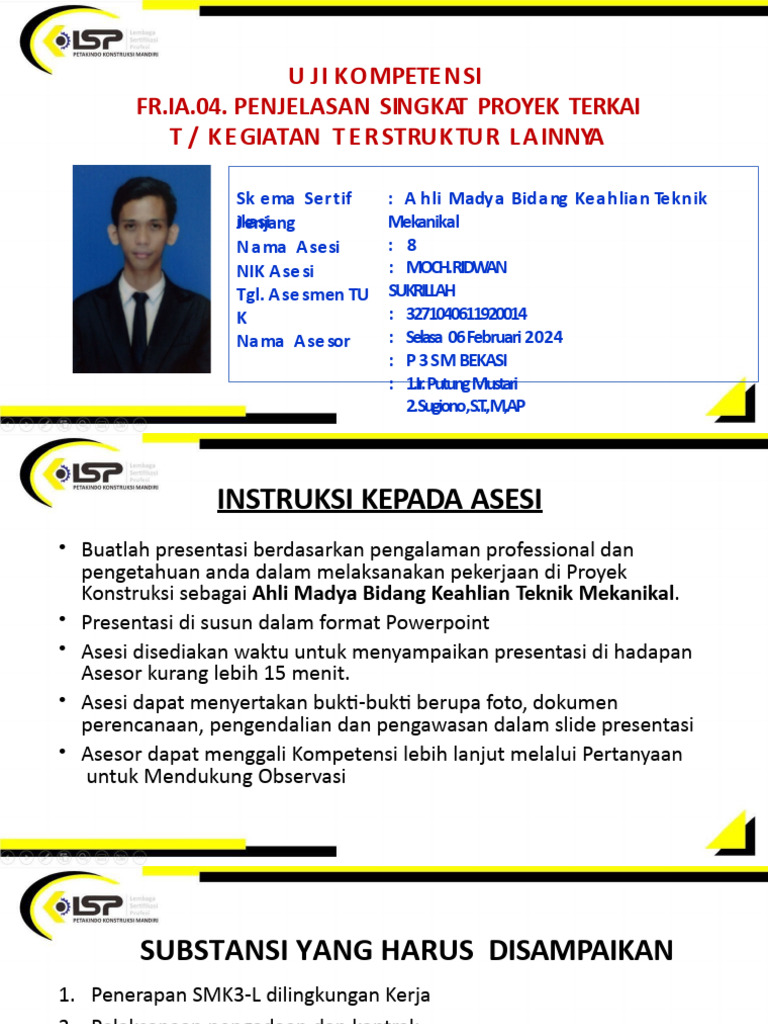 MOCH. RIDWAN SUKRILLAH - Presentasi Ahli Madya Bidang Keahlian Teknik Mekanikal PDF | PDF