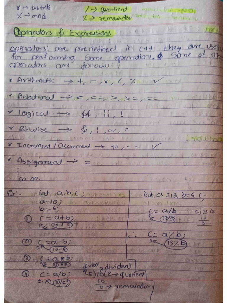 C++ Operators & Expressions | PDF