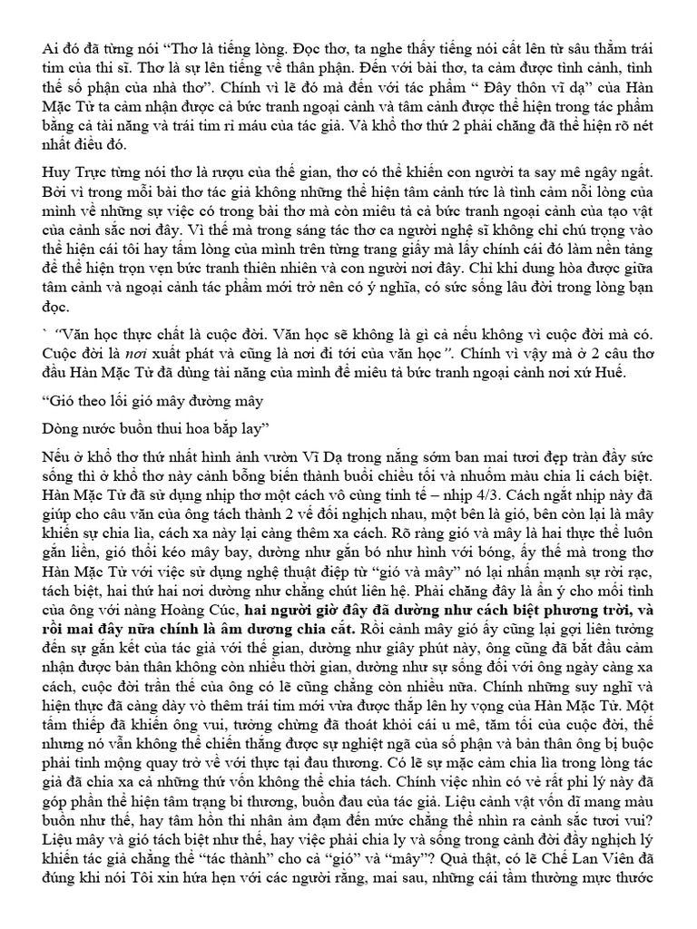 Phân Tích KH 2 Đây Thôn VĨ D | PDF