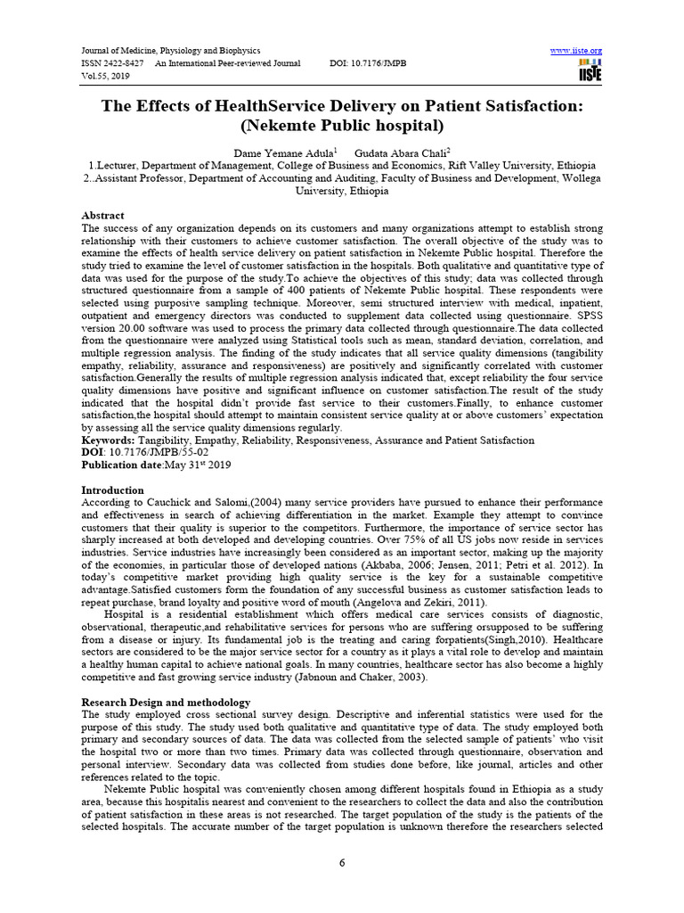 Health Service Delivery Impact on Patient Satisfaction | PDF ...