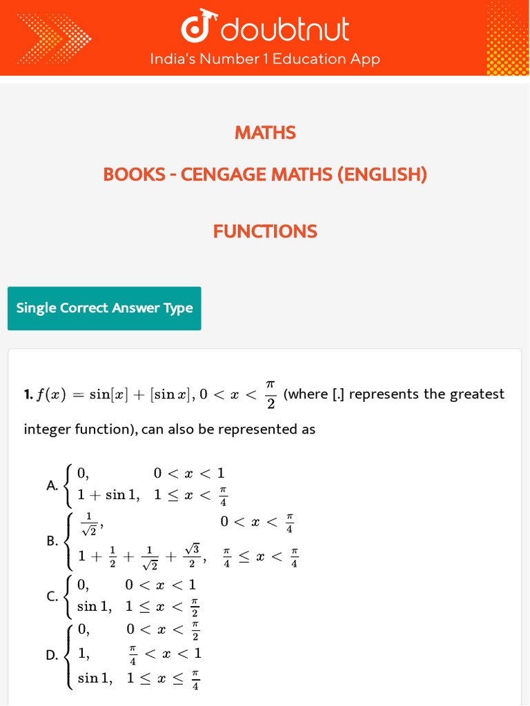 Cengage Maths Functions Practice Questions | PDF | Function ...