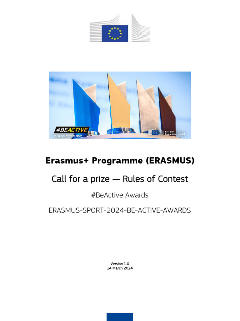 Call Fiche - Erasmus Sport 2024 Be Active Awards - en | PDF