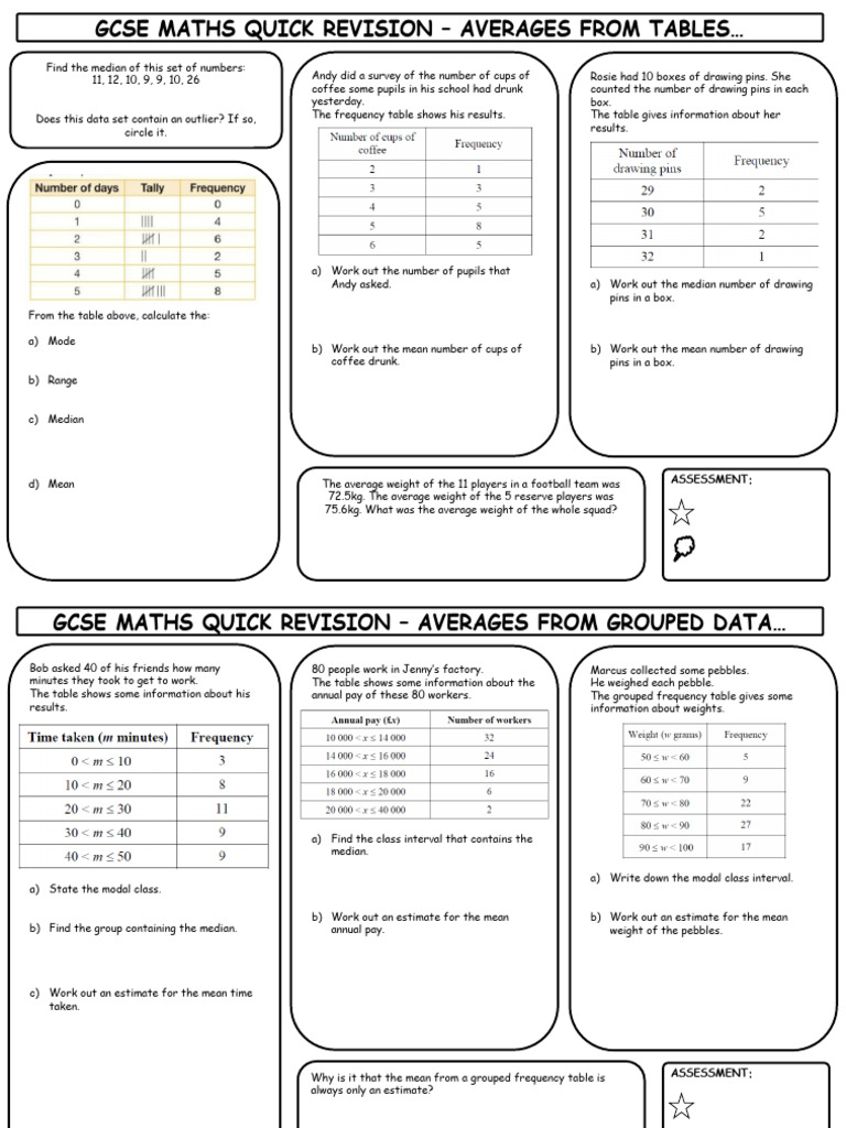 Averages From Frequency Tables | PDF | Mean