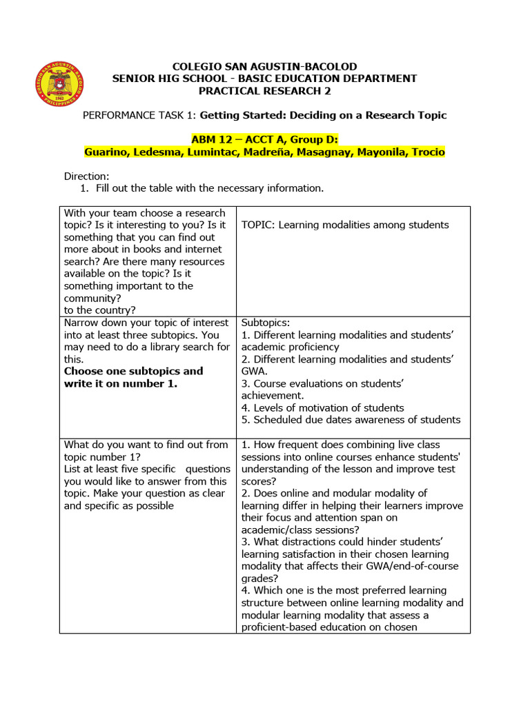 Group D, ABM 12 - ACCT A - PT#1 - PR2 | PDF | Educational Technology | Learning