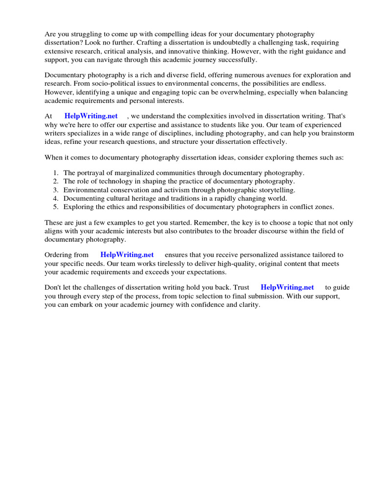 Documentary Photography Dissertation Ideas | PDF | Documentary Film