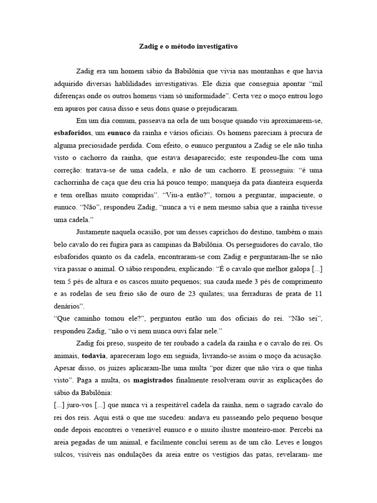 Zadig e o Método Investigativo | PDF | Cães | Cavalos