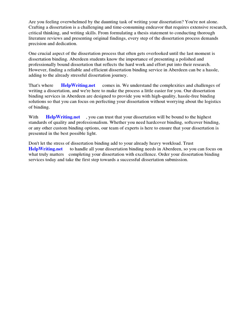 Dissertation Binding Aberdeen | PDF