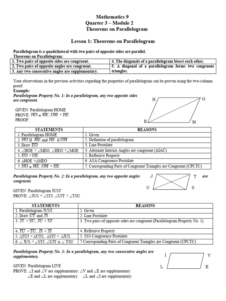 Math 9 Q3 M2 | PDF | Rectangle | Perpendicular