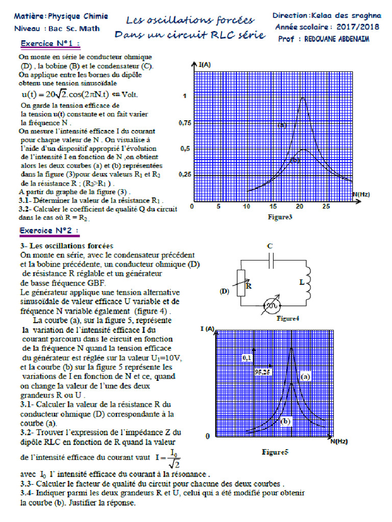 Exercice 2 RLC Forcé SM Redouane Abdenaim | PDF