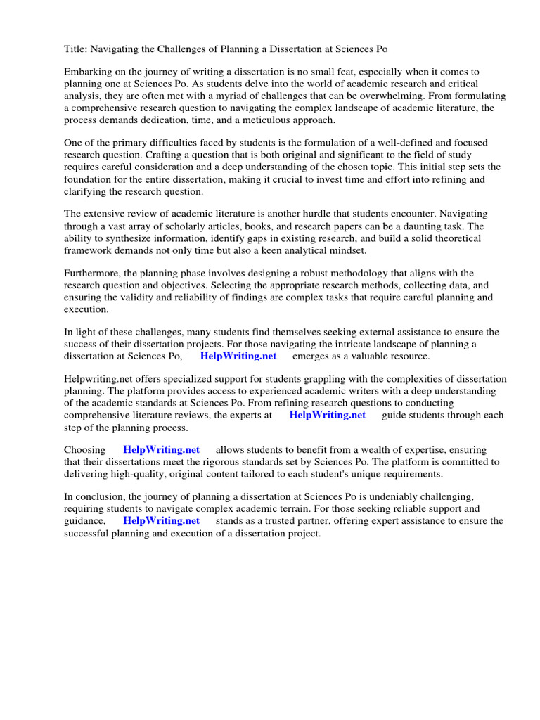 Plan Dissertation Sciences Po | PDF | Thesis | Essays