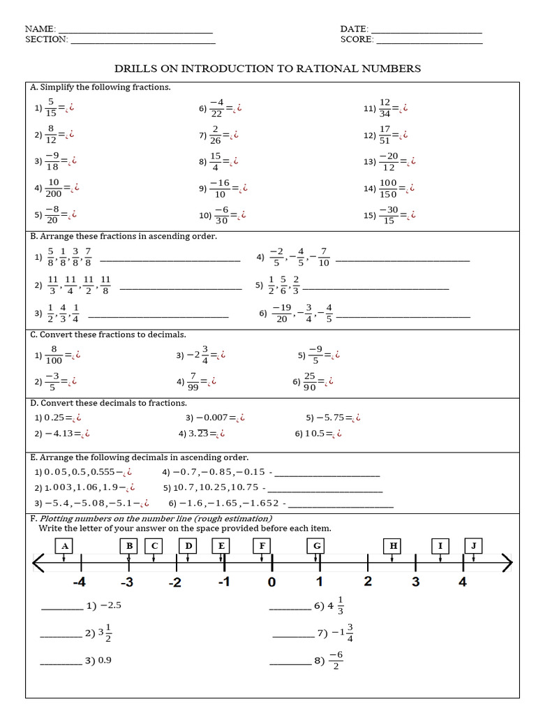 Drills On Intro To Rational Numbers | PDF | Mathematical Objects ...