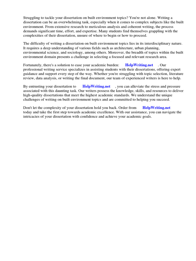 Built Environment Dissertation Topics | PDF