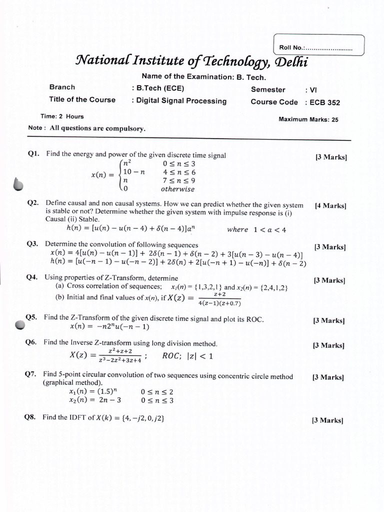 Q716 Digital Signal Processing Pdf Information And Communications