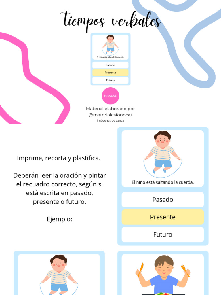 Tarjetas de Tiempos Verbales (Pinta) | PDF
