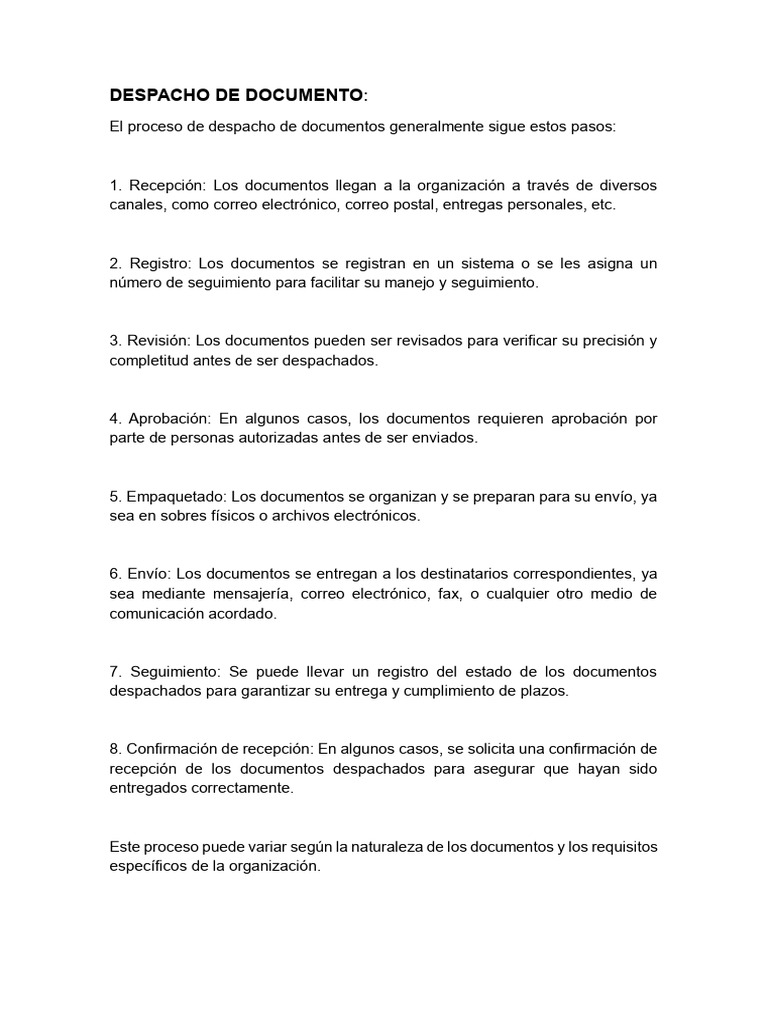 Despacho y Recibo de Documentos | PDF | Informática