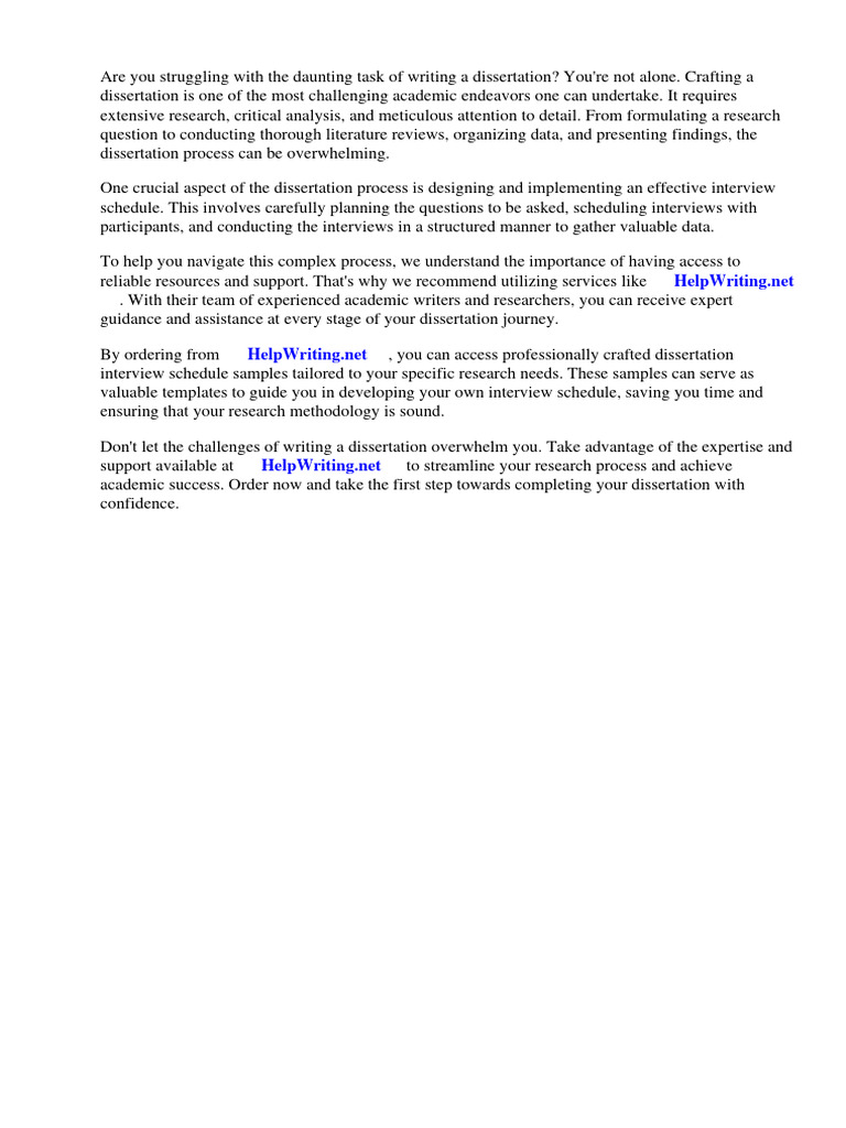 Dissertation Interview Schedule Sample | PDF | Interview | Thesis