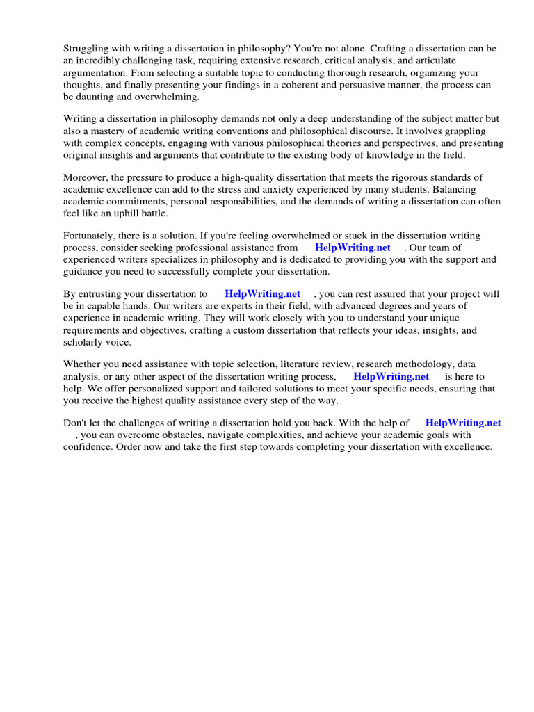Dissertation Help for Philosophy Students | PDF | Thesis | Methodology