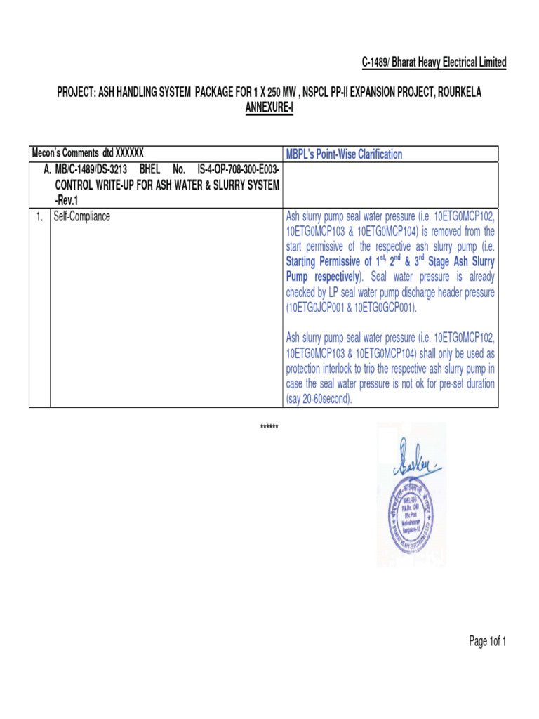 Control Write-Up For Ash Water & Slurry System-Is-4-Op-708-300-E003-R1 ...