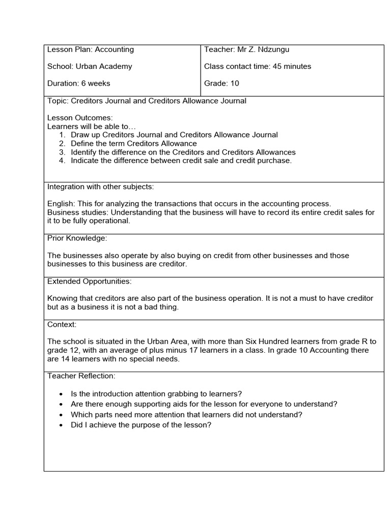 Lesson Plan 10 | PDF | Learning | Teachers