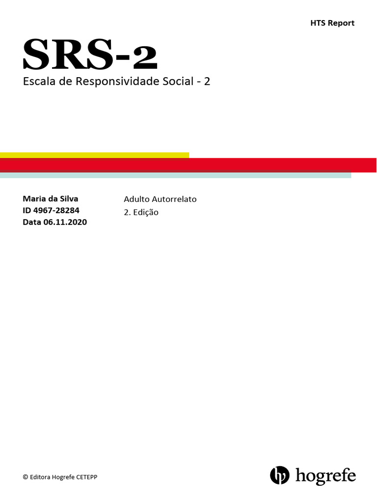 SRS 2 Modelo de Relatório Adulto Autorrelato | Download grátis PDF | Espectro do autismo ...