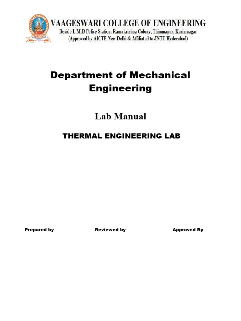 TE LAB Manual FRONT PAGES | PDF | Internal Combustion Engine | Engineering