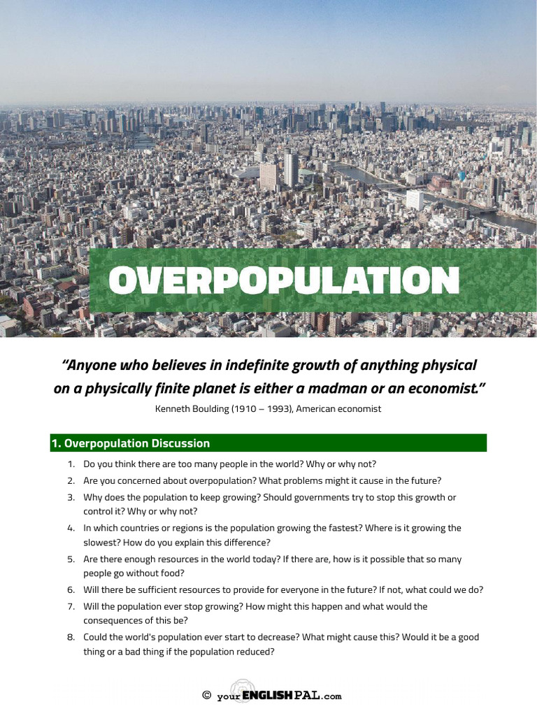 Your English Pal ESL Lesson Plan Overpopulation Student v2 | PDF ...