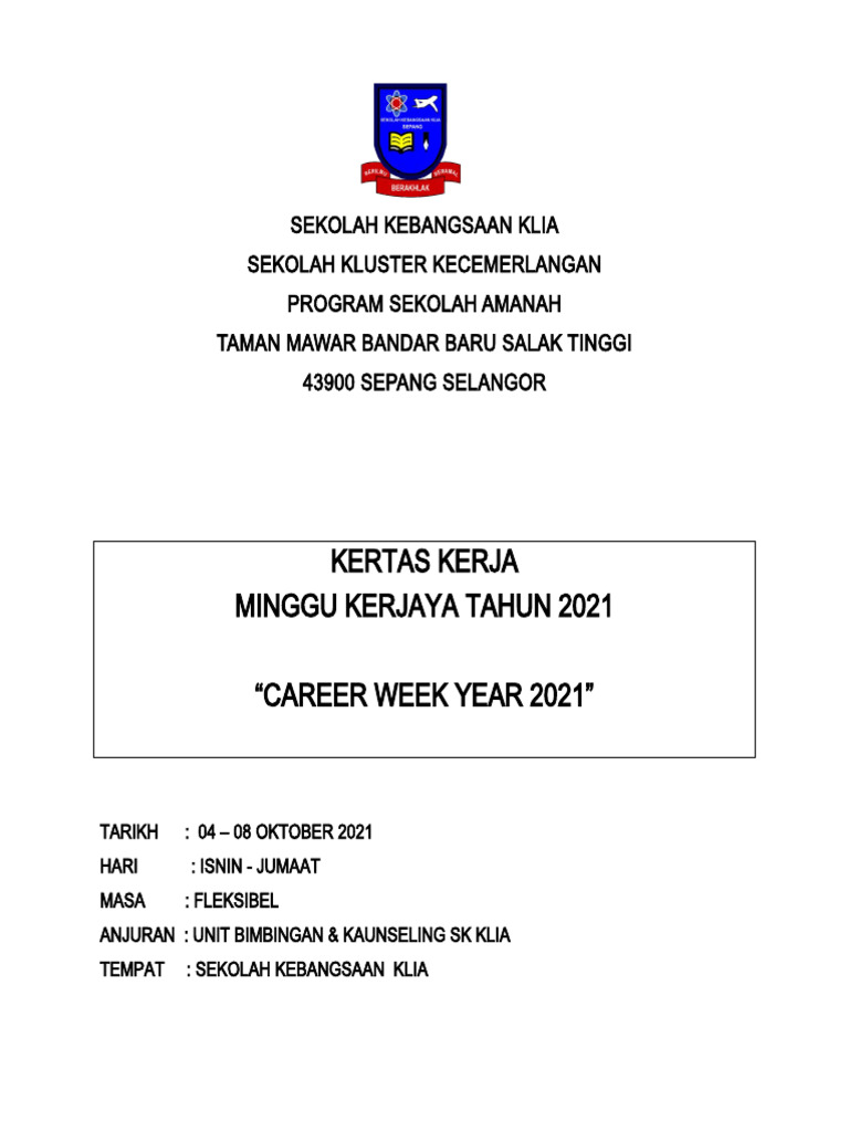 Kertas Kerja Kerjaya 2021 | PDF