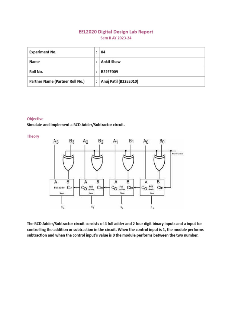 Exp4 (B22EE009) | PDF | Electronics | Digital Electronics