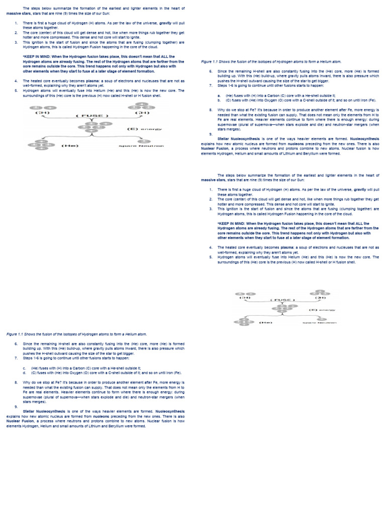 The Steps Below Summarize The Formation of The Earliest and Lighter ... The Steps Below Summarize The Formation of The Earliest and Lighter ...