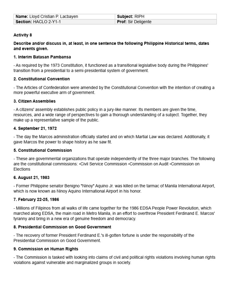 Reading in Philippine History Act 8 | PDF | Philippines | Governance