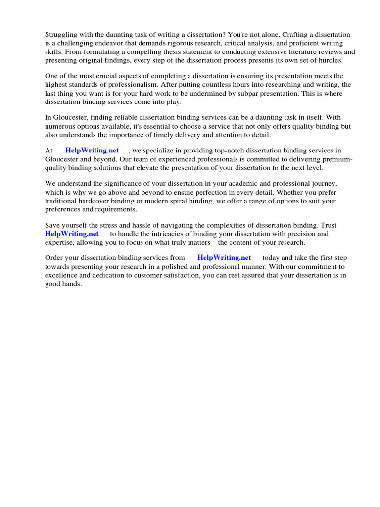 Dissertation Binding Services in Gloucester | PDF | Bookbinding | Thesis
