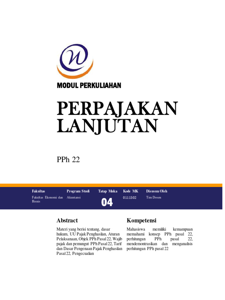 Modul Perpajakan Lanjutan - PPH 22 | PDF | Bisnis | Pengelolaan Keuangan & Uang