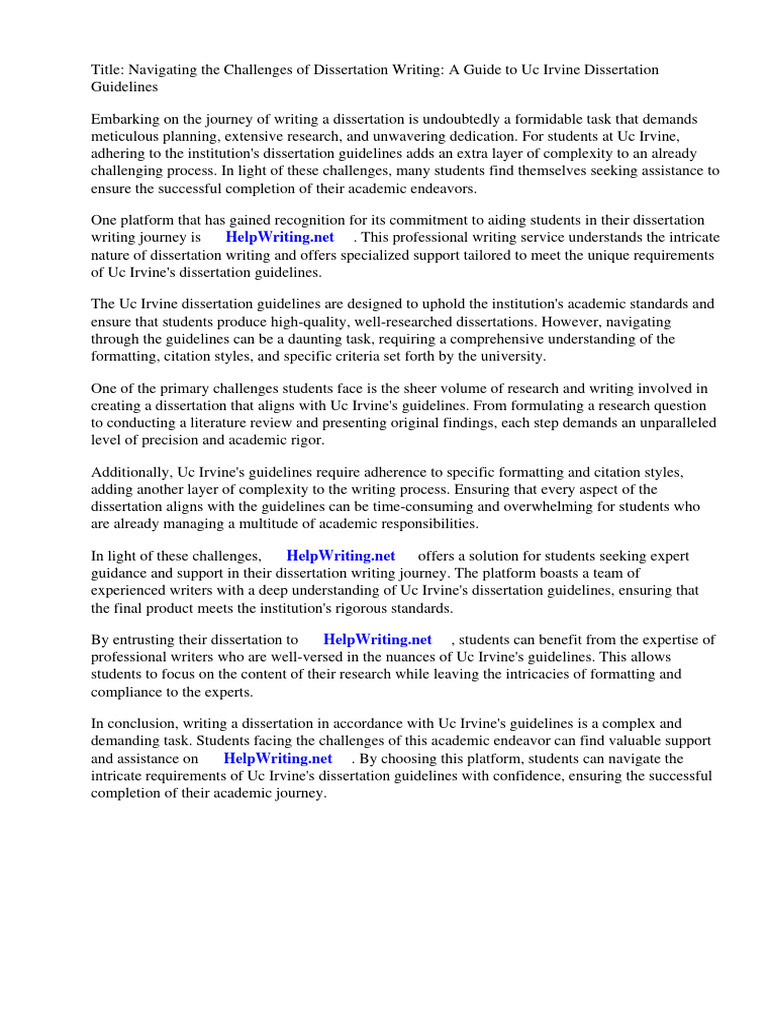 Uc Irvine Dissertation Guidelines | PDF | Psychology | Thesis