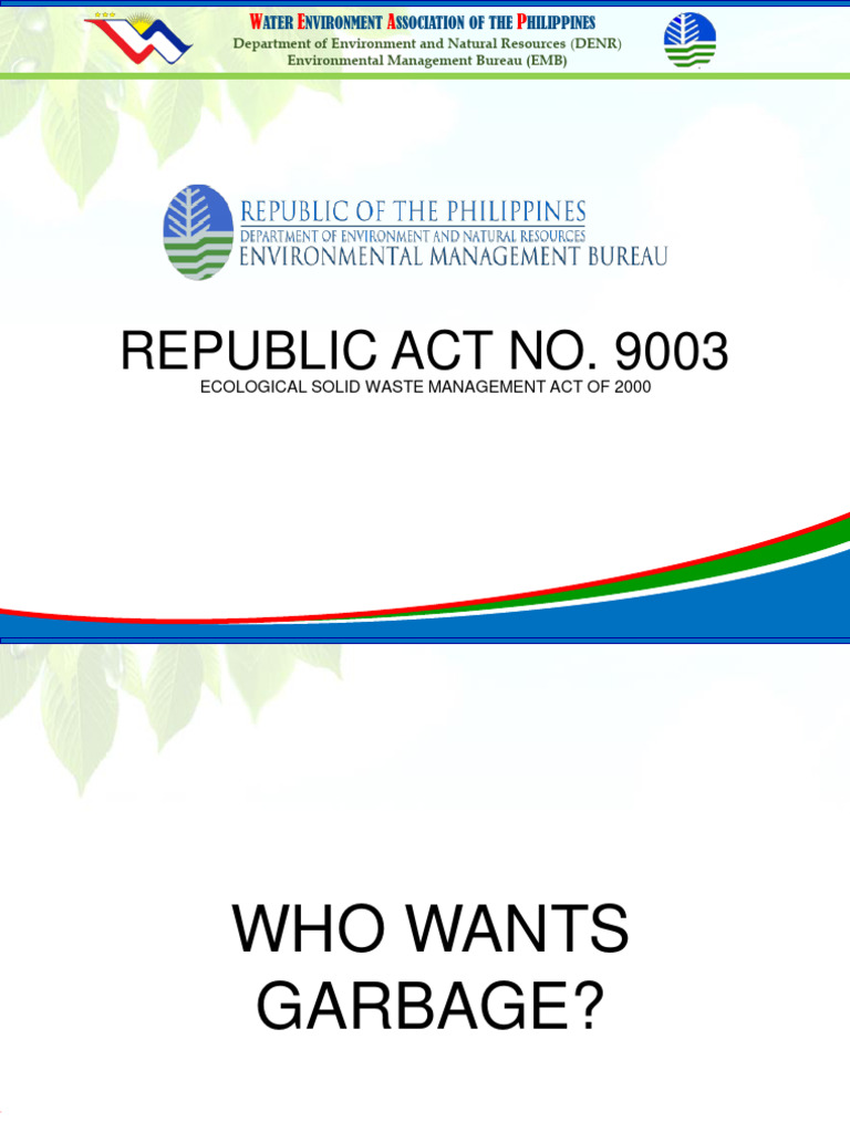 Philippines Waste Management Law | PDF | Waste | Recycling