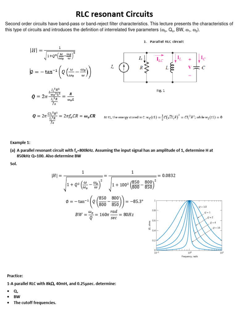Other RLC Resonant Circuits and Bode Plots 2024 | PDF | Resonance ...